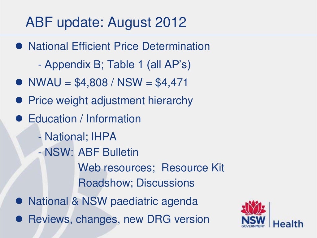 ABF update: August 2012 Chapter