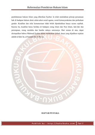 Makalah Reformulasi Pemikiran Hukum Islam | PDF