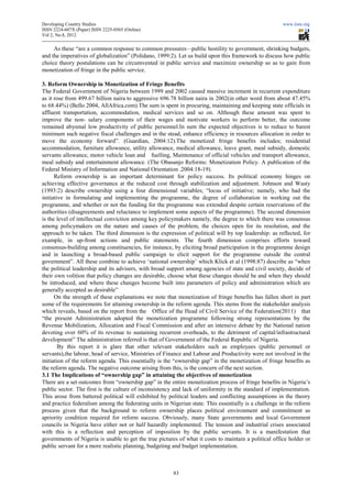 Reform without people in nigeria understanding the implication of ownership gap_ in implementing ...