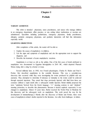 Anaphylaxis Pediatric | DOCX