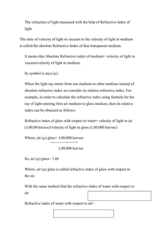 slm on Refraction class 8th | DOCX