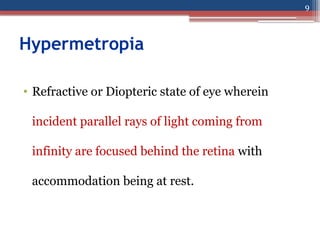 Refraction-II, types of refractive errors | PPTX