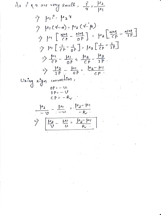 Refraction at spherical surfaces.pdf class 12 | PDF