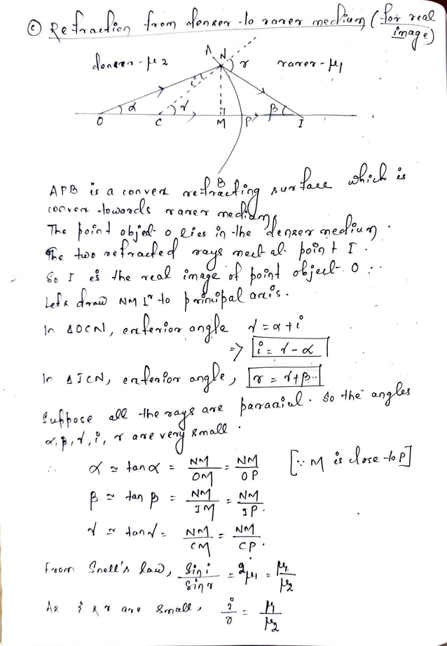 Refraction at spherical surfaces.pdf class 12 | PDF