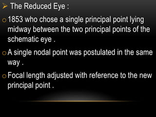 Refraction by the eye, schematic eye, reduced eye By kausar Ali | PPTX
