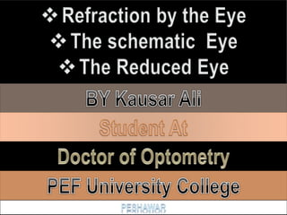 Refraction by the eye, schematic eye, reduced eye By kausar Ali | PPTX