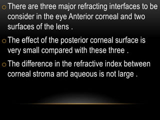 Refraction by the eye, schematic eye, reduced eye By kausar Ali | PPTX