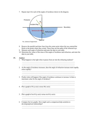 Worksheet - Refraction in difference medium | PDF