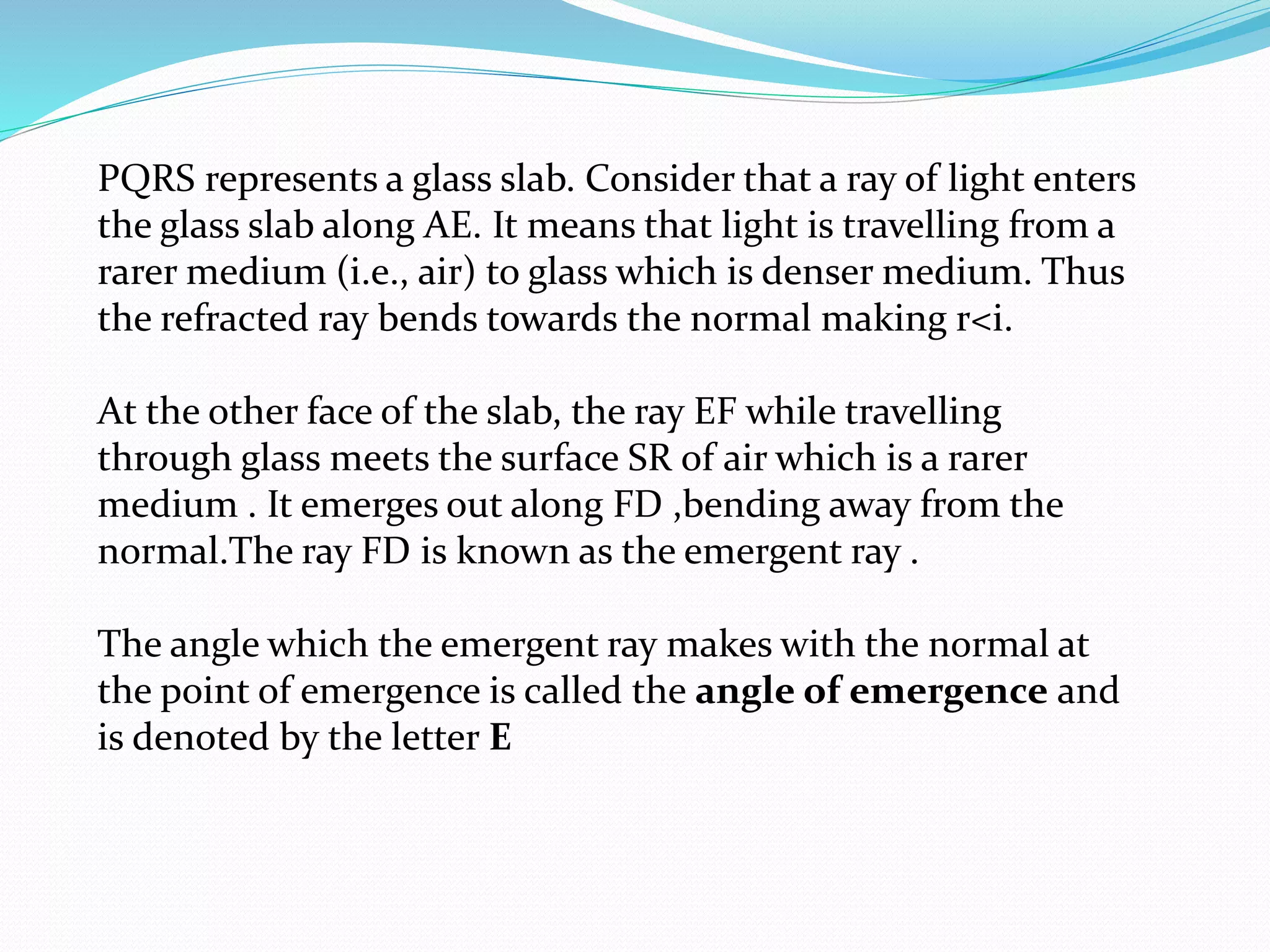 Refraction through a glass slab and the refractive index | PPTX