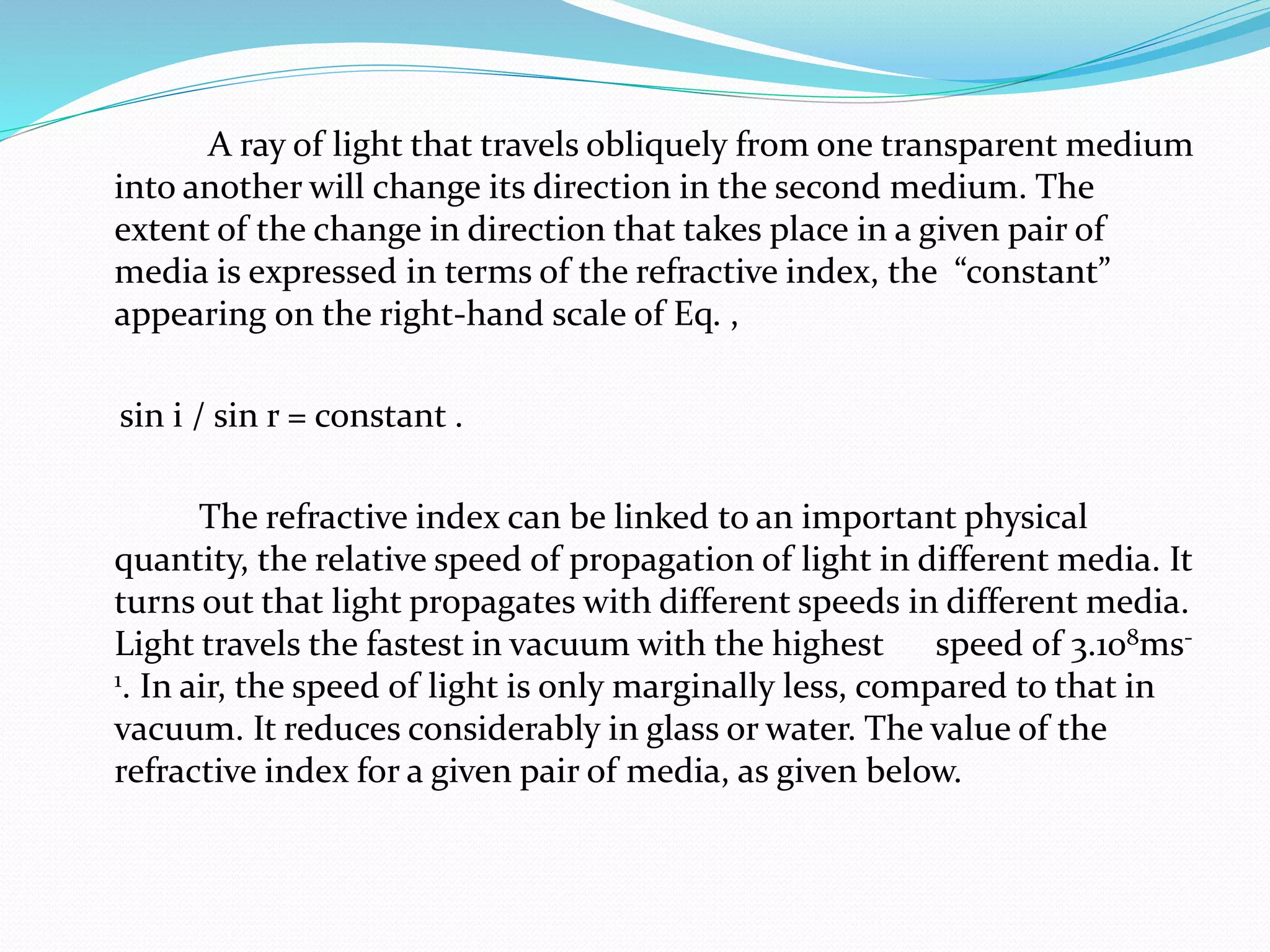 Refraction through a glass slab and the refractive index | PPTX