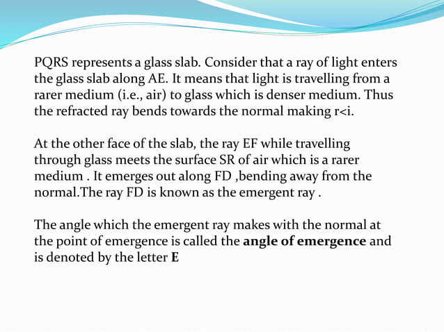 Refraction through a glass slab and the refractive index | PPTX