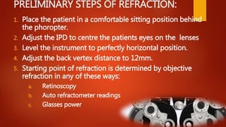 Refraction using a phoropter | PPTX