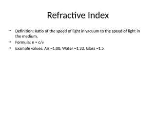 refractive index presentation and many info about that | PPTX