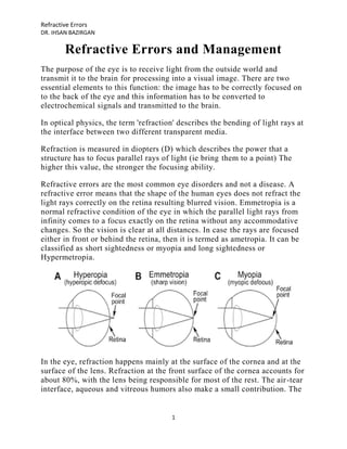 Refractive Errors By Dr. Ihsan Ali BAZIRGAN | PDF