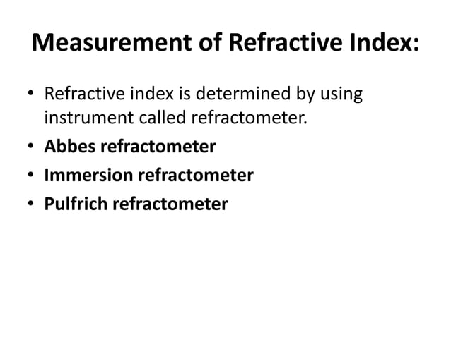 Refractive index | PPTX | Chemistry | Science