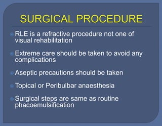 REFRACTIVE LENS EXCHANGE(CLEAR LENS EXTRACTION).pptx by sudhakar.pptx