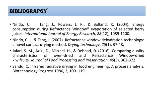 Refractive window drying - a novel technology | PPT