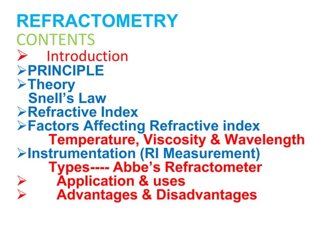Refractometry | PPTX | Chemistry | Science