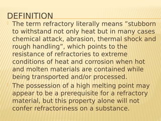 Refractories lesson introduction slidesh | PDF