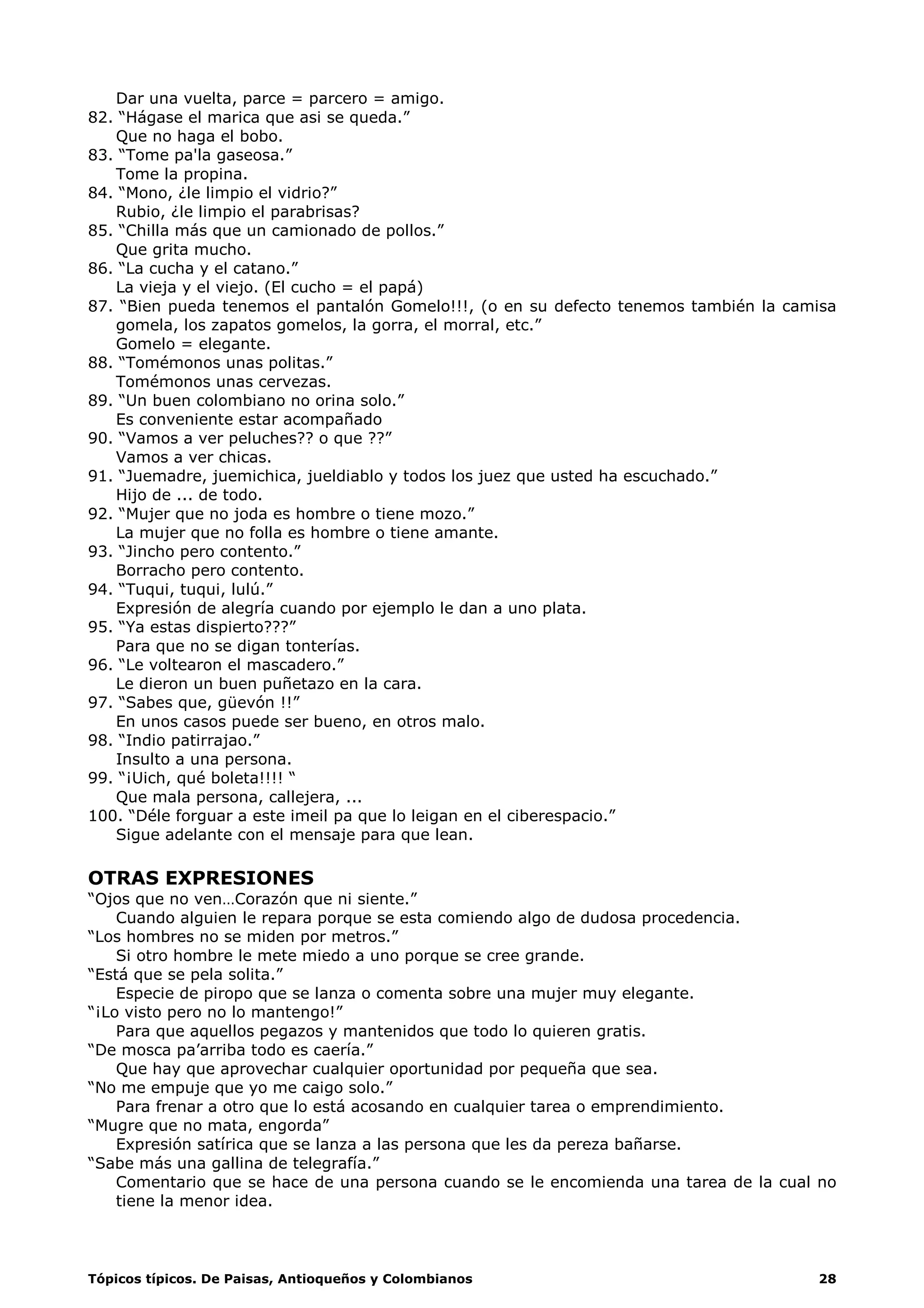 Refranes paisas colombianos | PDF