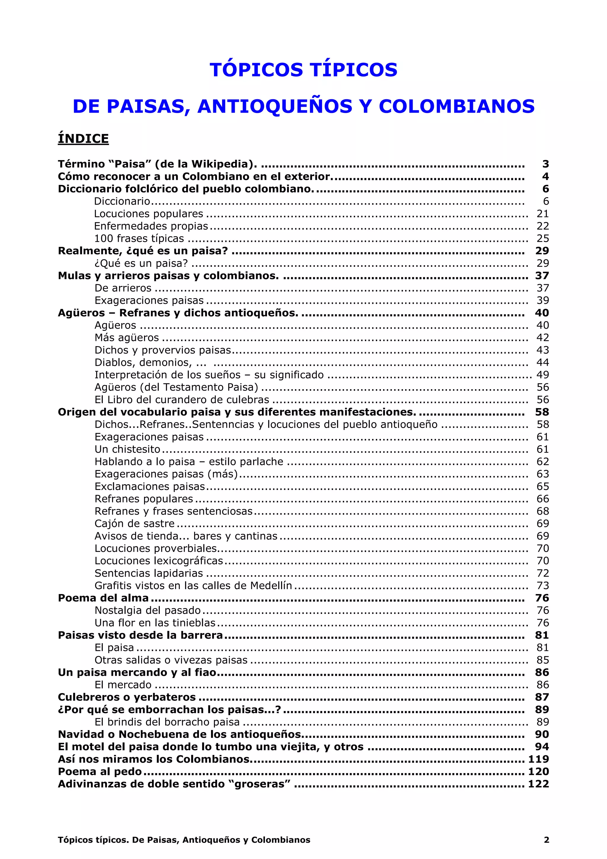 Refranes paisas colombianos | PDF