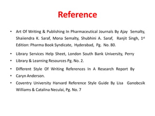 Reference and its types. | PPTX