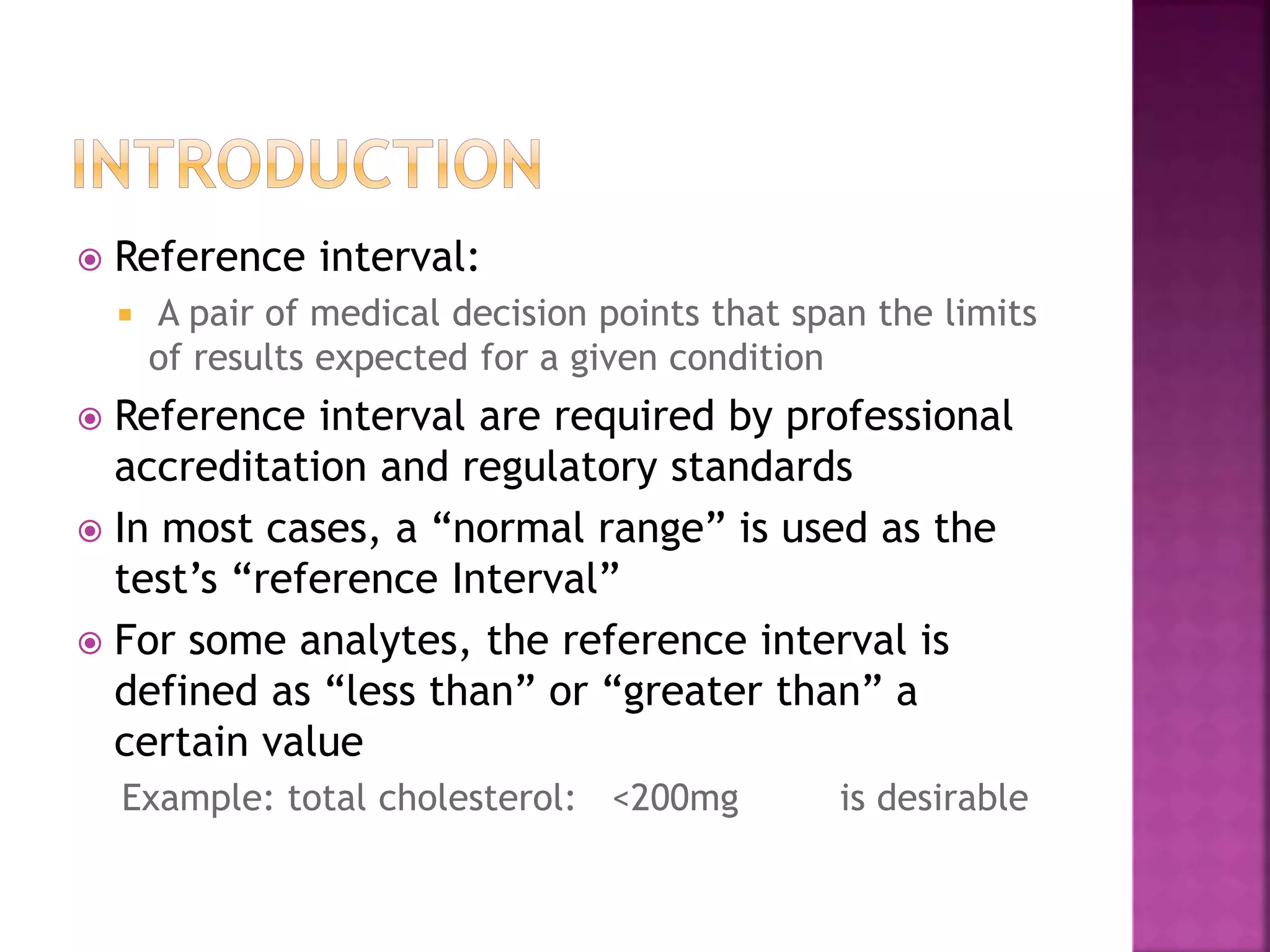 Establishment Of reference Interval | PPTX