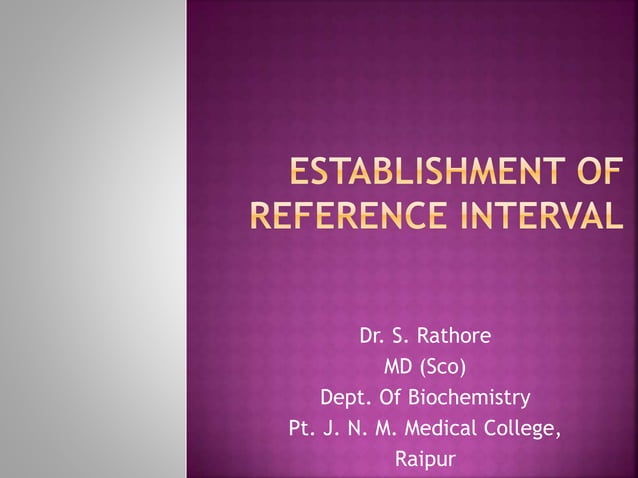 Establishment Of reference Interval | PPTX