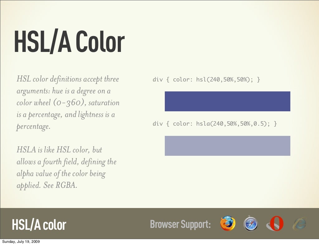 HSL/A Color HSL color definitions