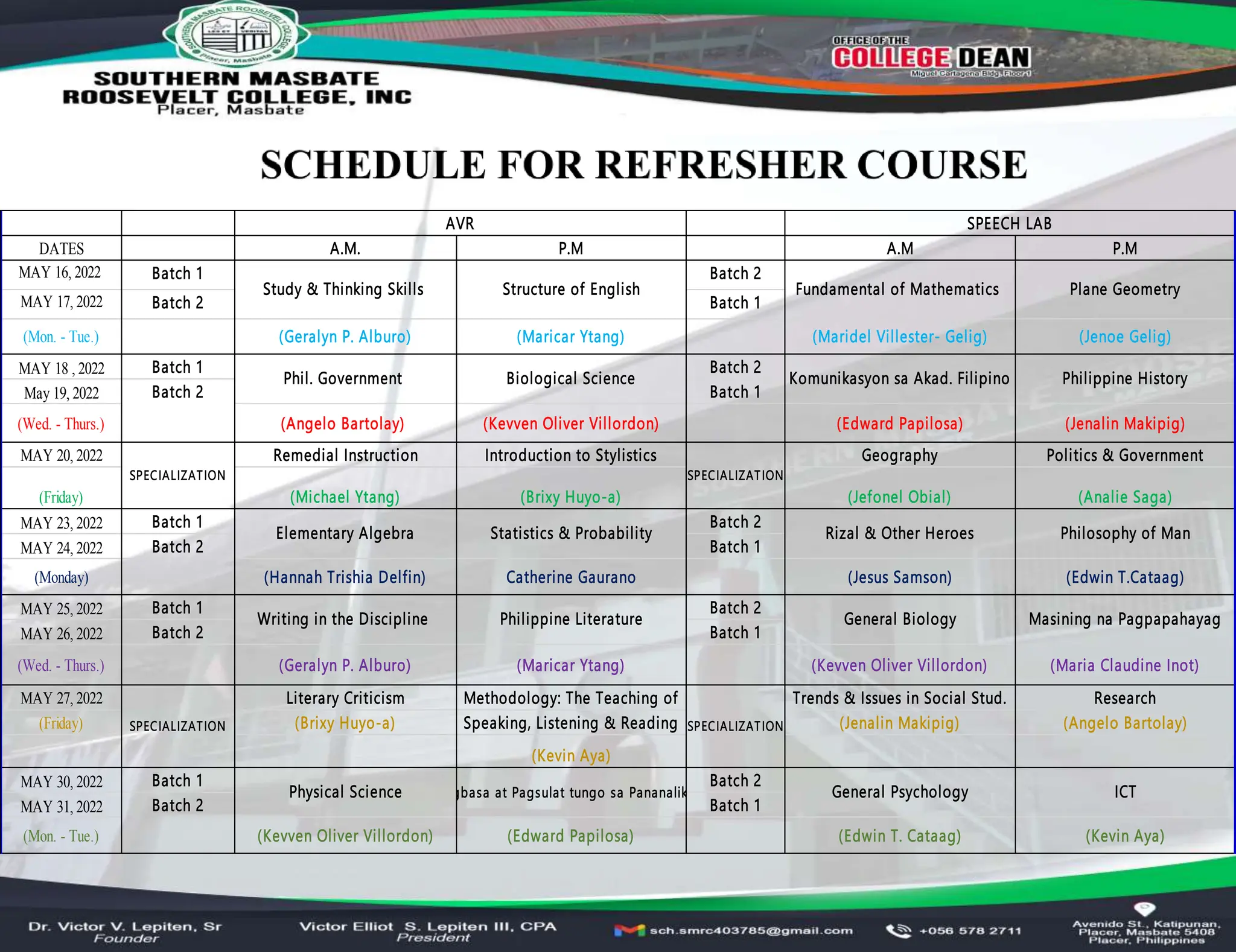 refresher schedule in ouriohflaflkahfklah.pptx