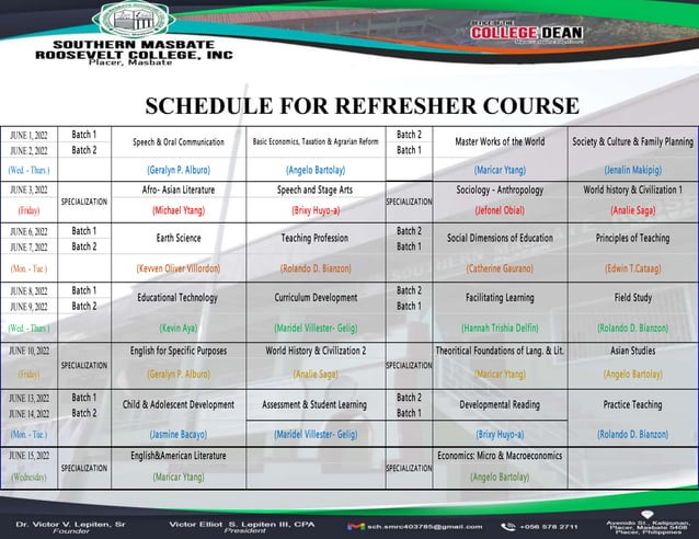 refresher schedule in ouriohflaflkahfklah.pptx