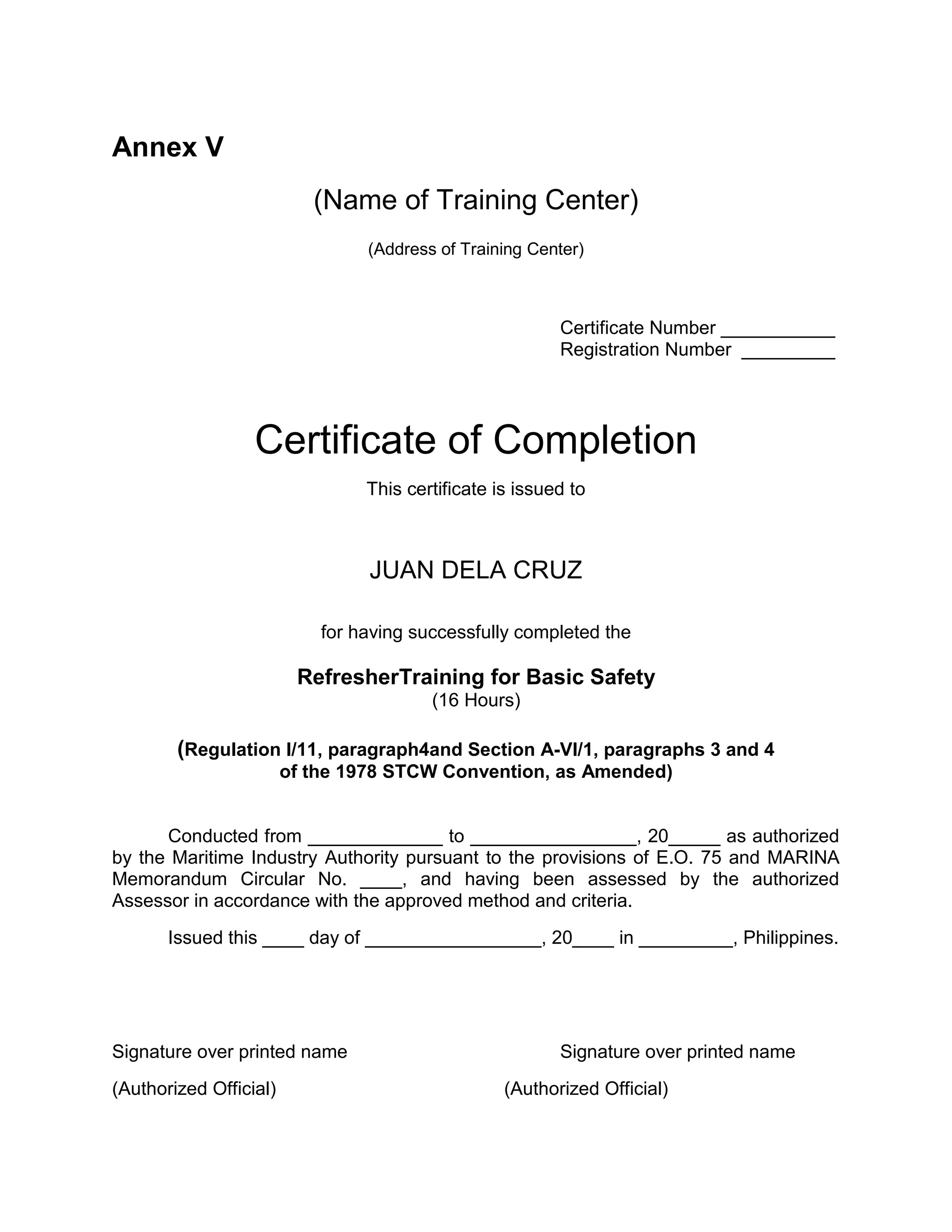 Refresher certificate (1) | DOCX