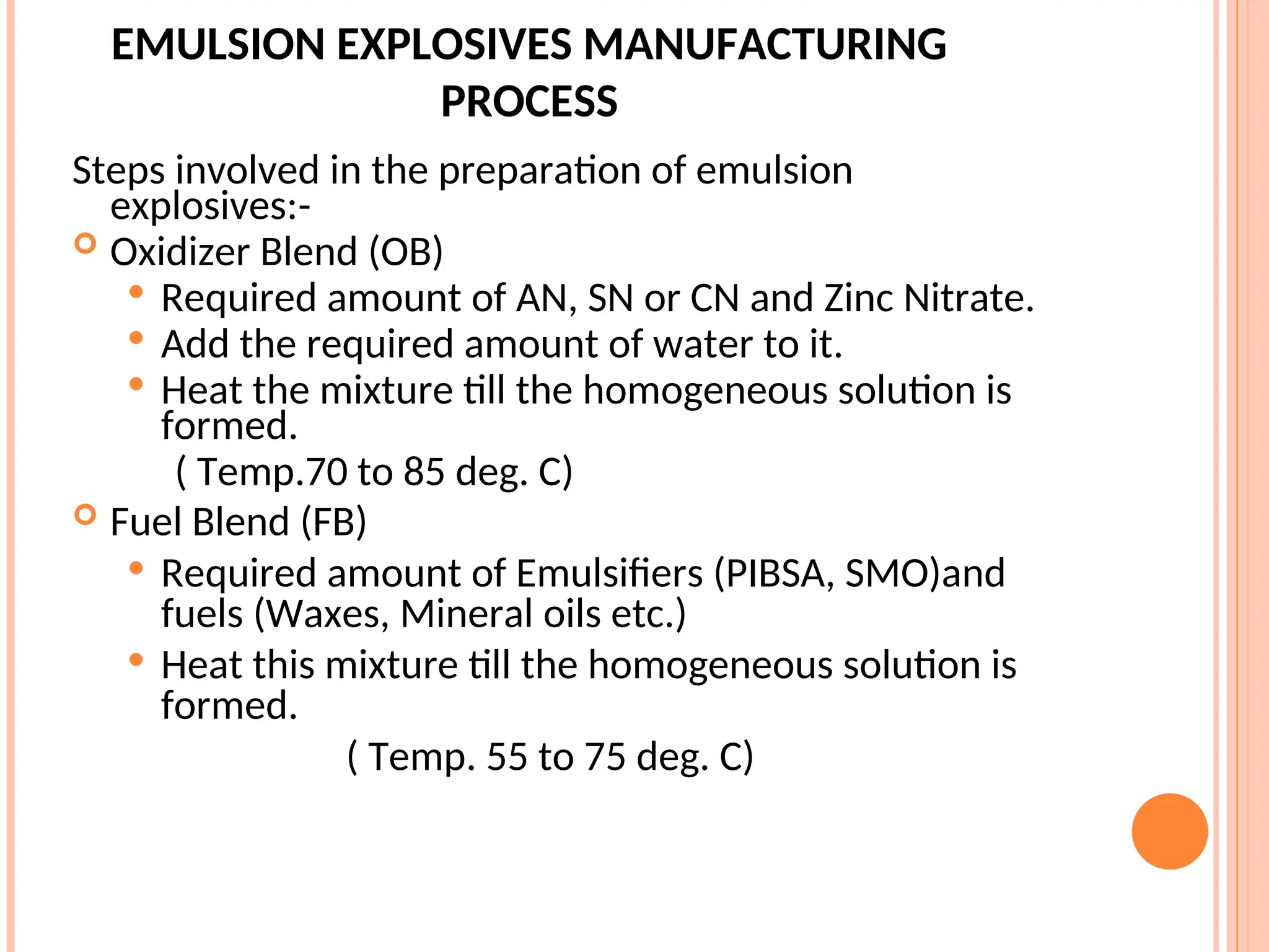 Refresher on emulsion explosives manhufacture | PPT