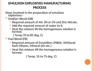Refresher on emulsion explosives manhufacture | PPT