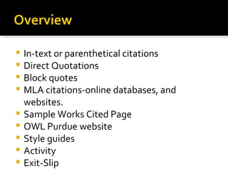 Refreshing your senses with mla | PPT