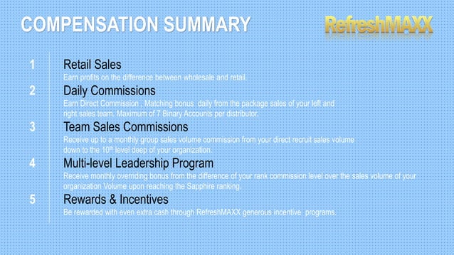 Refreshmaxx Compensation Plan | PPT