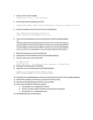 Refresh standby using rman backup | DOCX | Databases | Computer Software and Applications