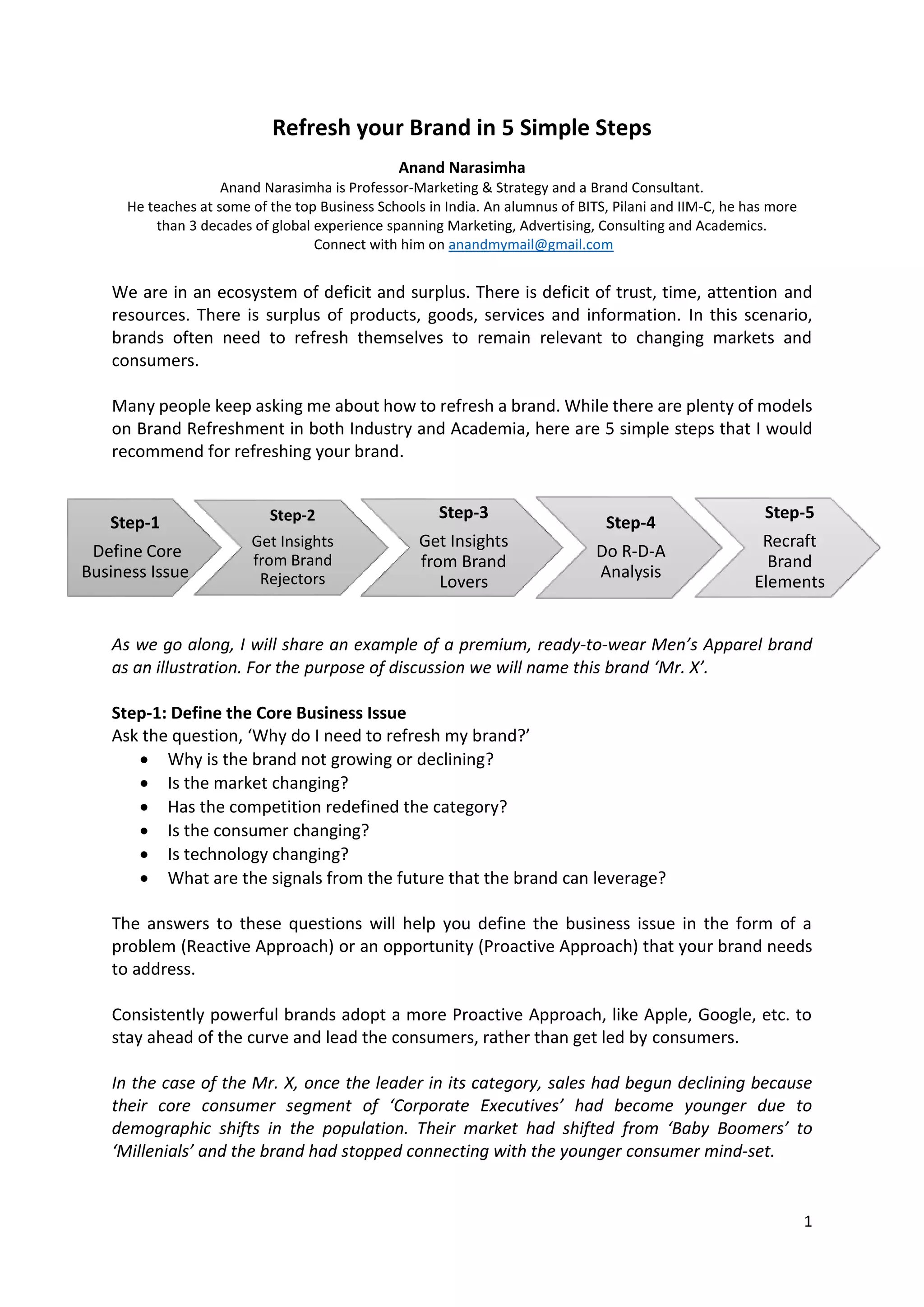 Refresh your brand in 5 simple steps anand narasimha | PDF