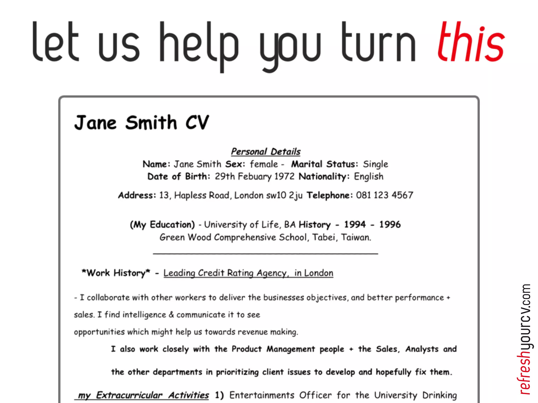 Refresh Your CV | PPT