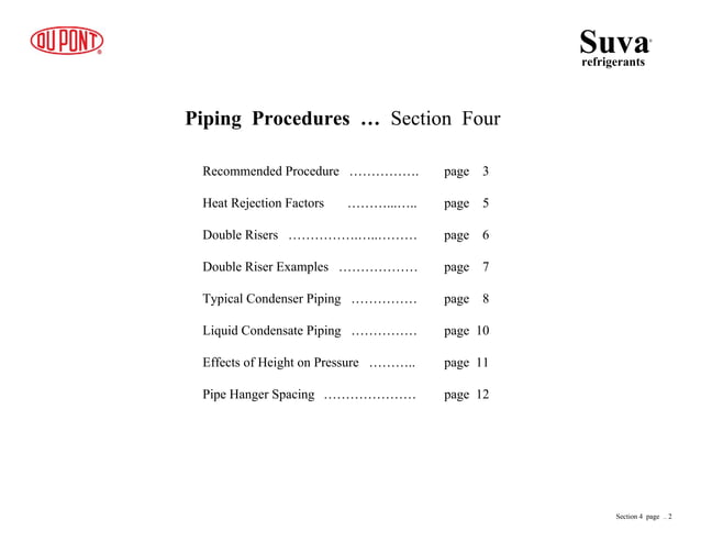 Refrigeration Piping Handbook Dupont | PDF | Physics | Science