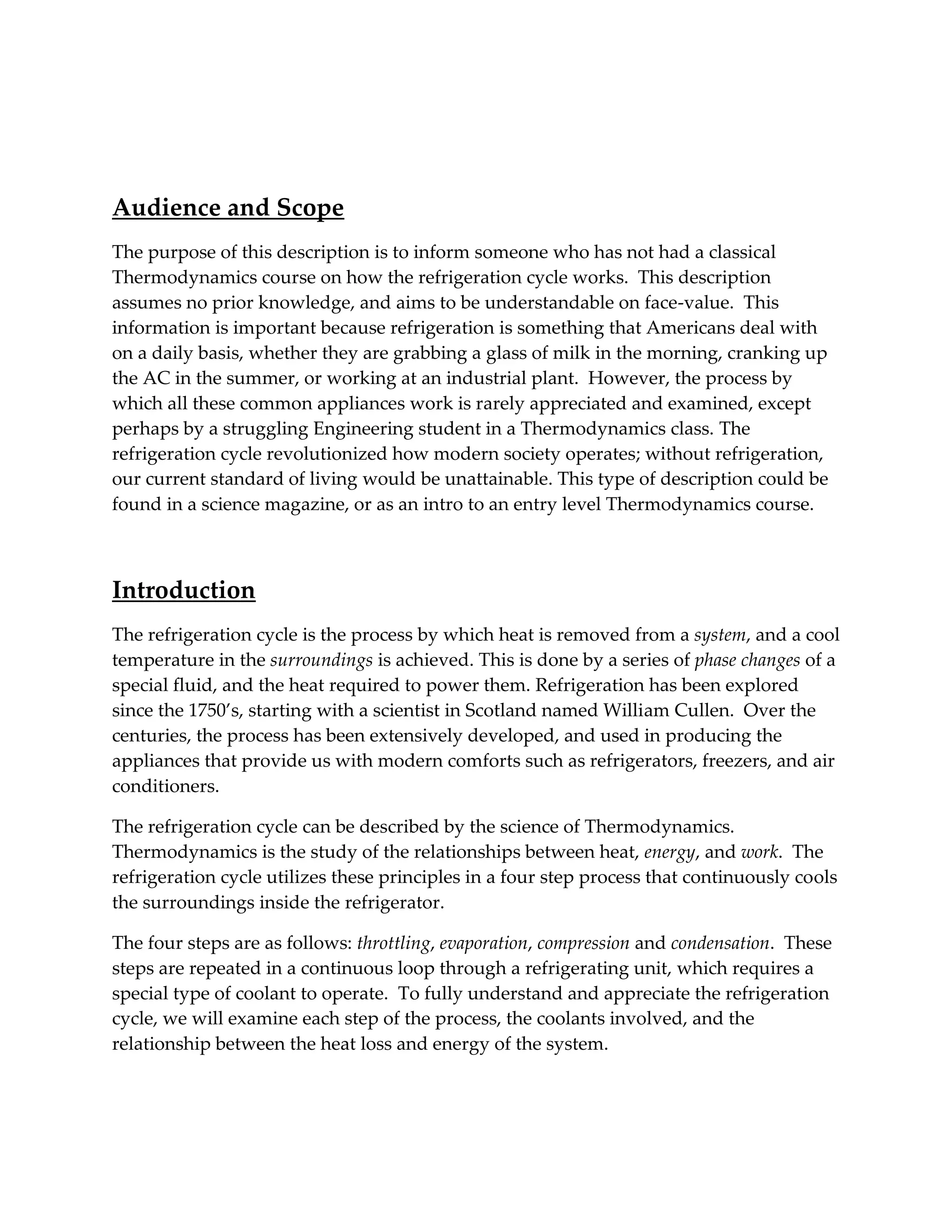 Refrigeration cycle paper | DOCX
