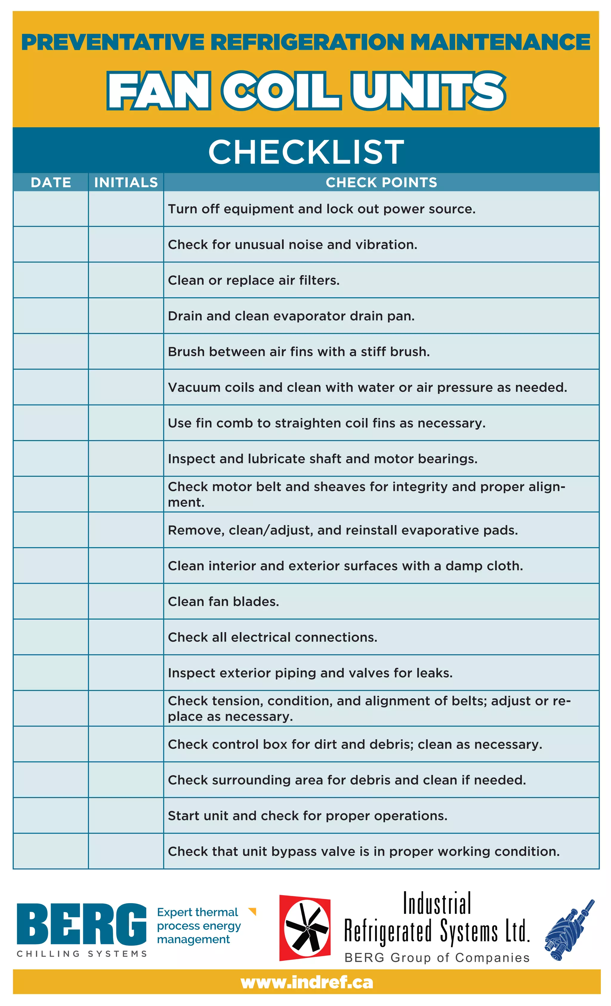 Refrigeration Maintenance Fan Coil Checklist | PDF