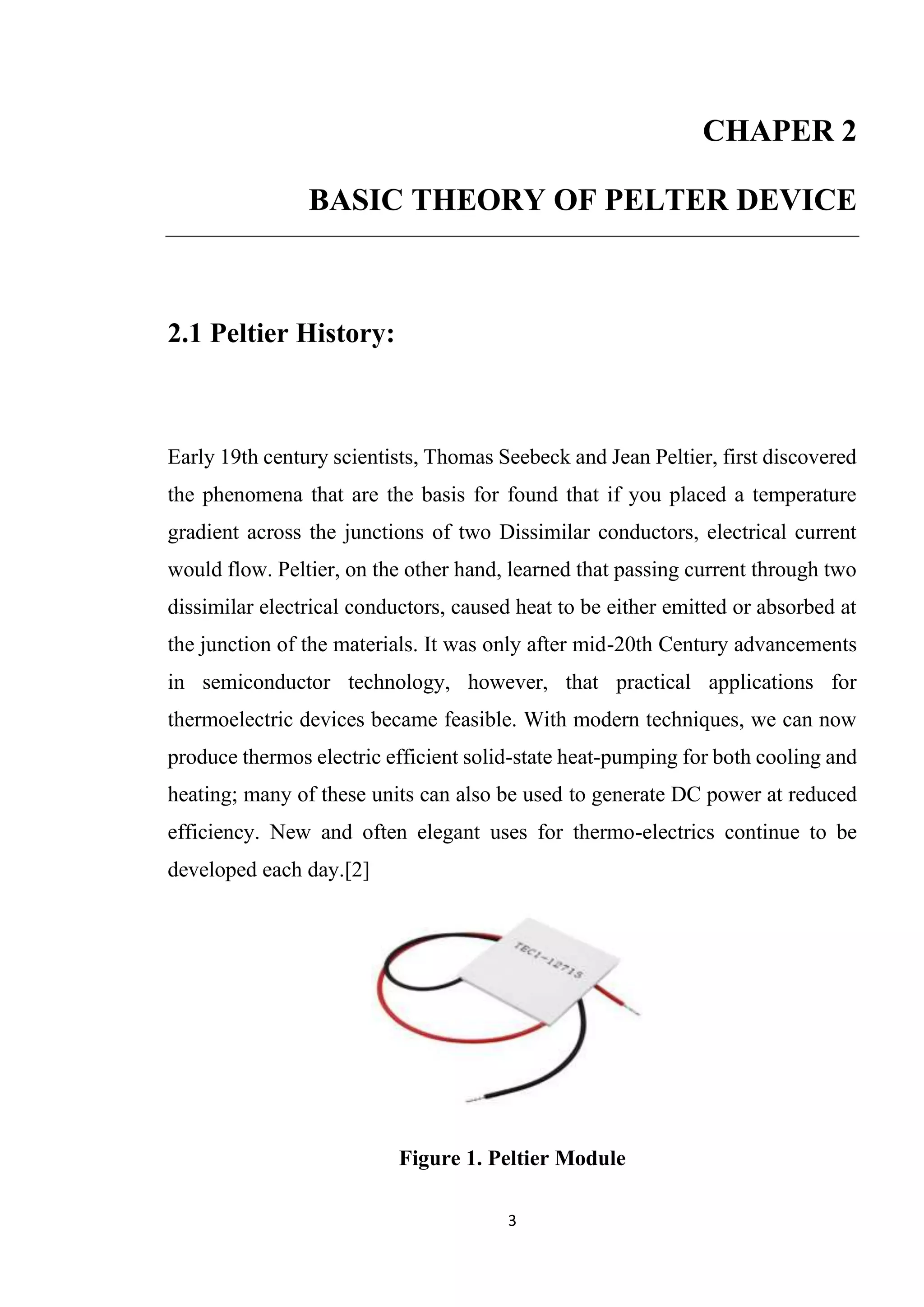 Refrigeration using peltier module system | PDF