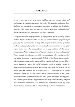 Refrigeration using peltier module system | PDF