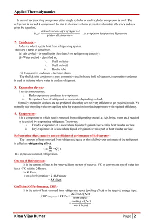 Refrigeration vtu atd notes pdf download | PDF