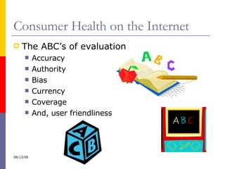Beyond an Apple a Day: Consumer Health Information @ Your Library | PPT