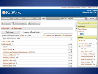 Transfering References Between RefWorks Accounts Using RefShare. | PPTX