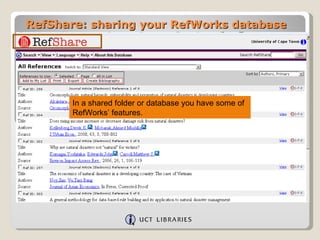 Ref Share – Sharing Your Ref Works Database | PPT