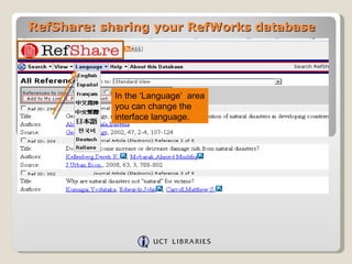 Ref Share – Sharing Your Ref Works Database | PPT
