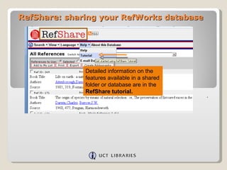 Ref Share – Sharing Your Ref Works Database | PPT